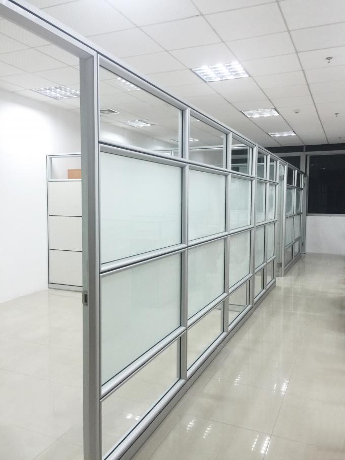 Dinding Partisi Kaca Kantor Bingkai Anodized, Partisi Kaca Setengah Tinggi